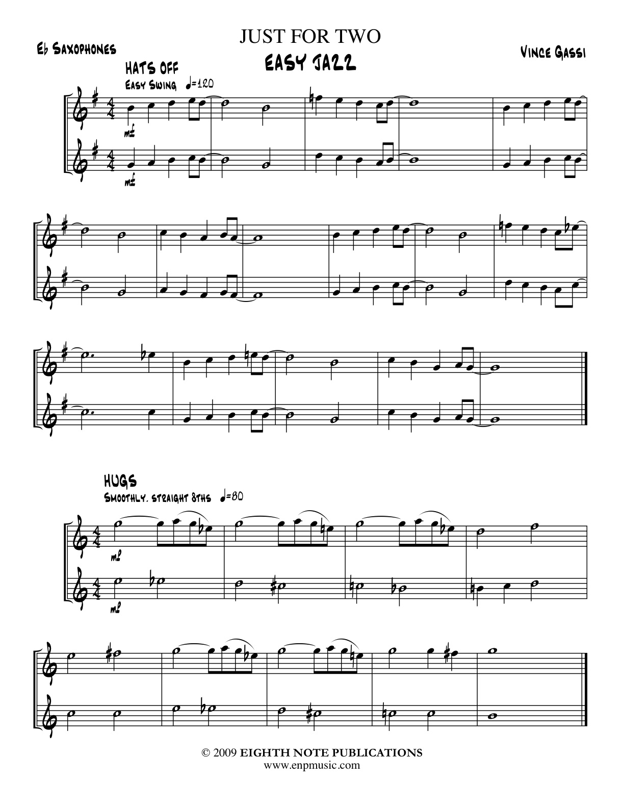 Just For 2 EASY JAZZ For 2 Alto Saxophones Vince Gassi Wind Music Just For 2 EASY JAZZ For 2 Alto Saxophones Vince Gassi Wind Music